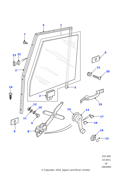CUH000082 - Land Rover Regulator-front door glass | Jaguar Land Rover ...