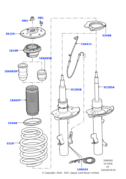 LR024442 - Land Rover Shock Absorber | Jaguar Land Rover Classic Parts