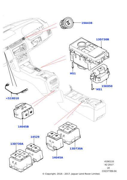 LR037611 - Land Rover Switch - Ignition | Jaguar Land Rover Classic Parts