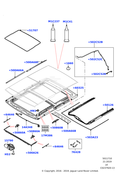 LR113700 - Land Rover Lever - Sliding Roof Panel Adjust | Jaguar Land ...
