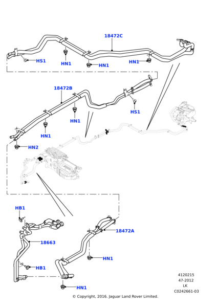 LR096502 - Land Rover Hose - Heater Water | Jaguar Land Rover Classic Parts