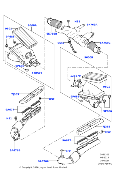 LR036445 - Land Rover Duct - Air | Jaguar Land Rover Classic Parts