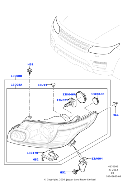 LR090462 - Land Rover Headlamp | Jaguar Land Rover Classic Parts
