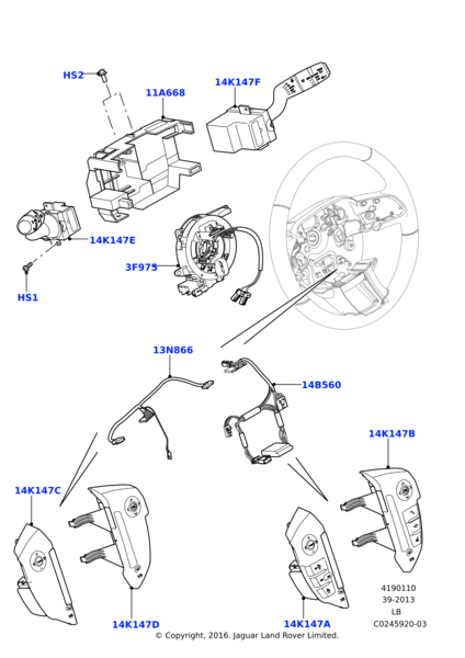 LR024653 - Land Rover Sensor - Steering Rotation | Jaguar Land Rover ...
