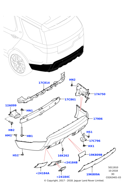 LR086046 - Land Rover Bumper - Rear | Jaguar Land Rover Classic Parts