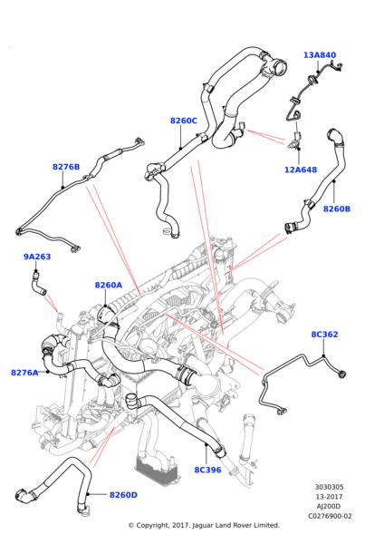 LR091817 - Land Rover Hose - Water | Jaguar Land Rover Classic Parts