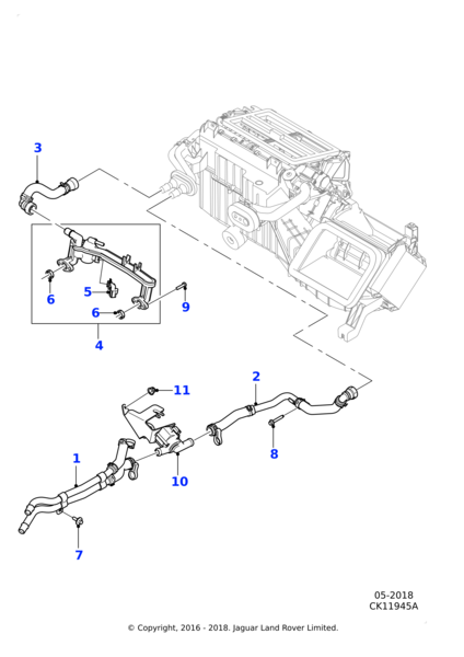 AJ814055 - Jaguar Heater pipe | Jaguar Land Rover Classic Parts