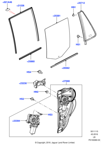 LR012501 - Land Rover Glass - Rear Door | Jaguar Land Rover Classic Parts