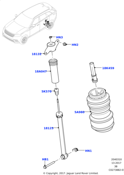 LR090653 - Land Rover Spring - Rear - Air | Jaguar Land Rover Classic Parts
