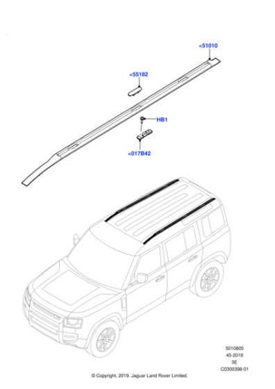 LR132023 - Land Rover Rail - Roof | Jaguar Land Rover Classic Parts