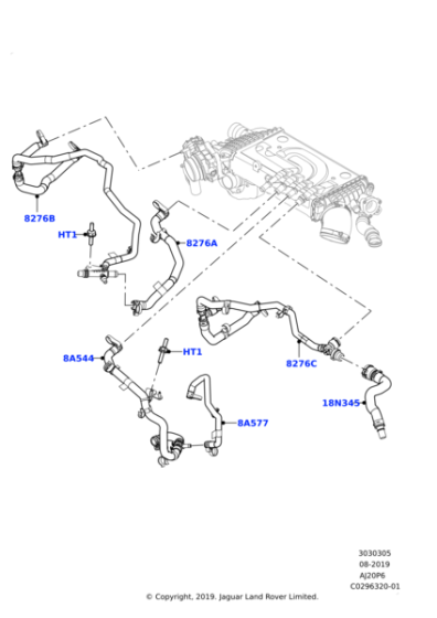 LR121759 - Land Rover Hose - Water | Jaguar Land Rover Classic Parts